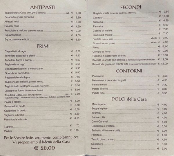 Italiaanse Menukaart | Expedition Italia